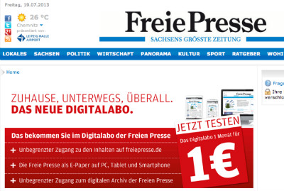 „Freie Presse“ jetzt mit Digitalabo