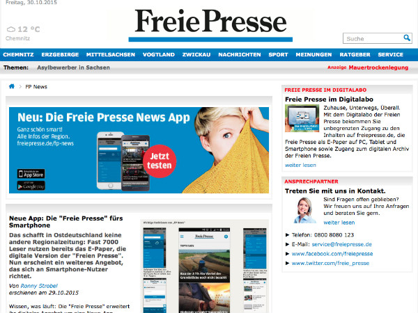 Freie Presse E-Paper-App | NP E-Paper – TJET